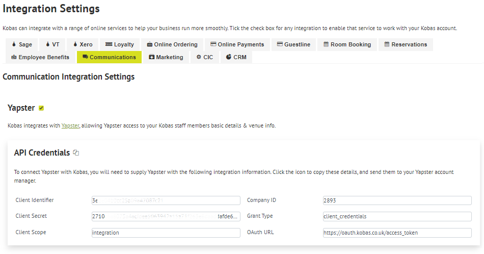 Integrating with Yapster