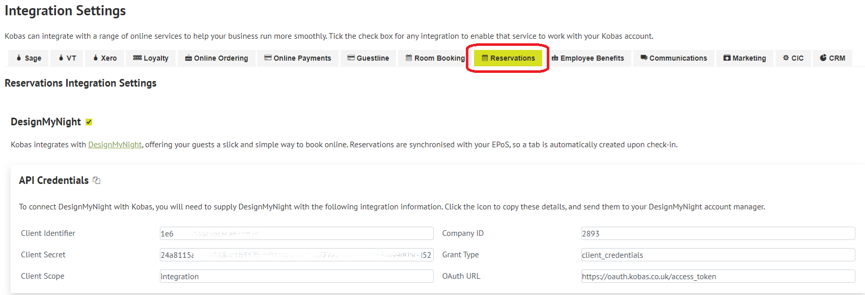 Integration with DesignMyNight / Collins